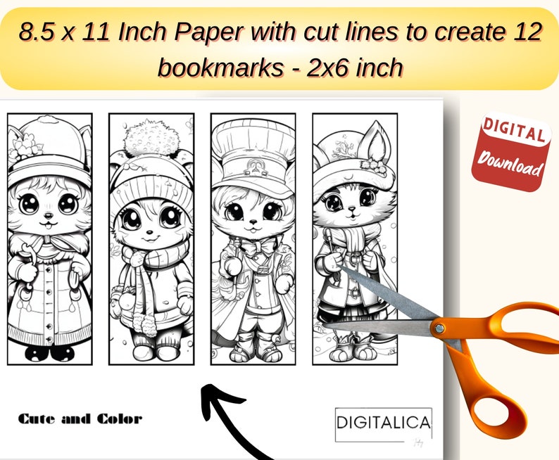 Printable Coloring Bookmarks, New Year Coloring Bookmarks, Cats ...
