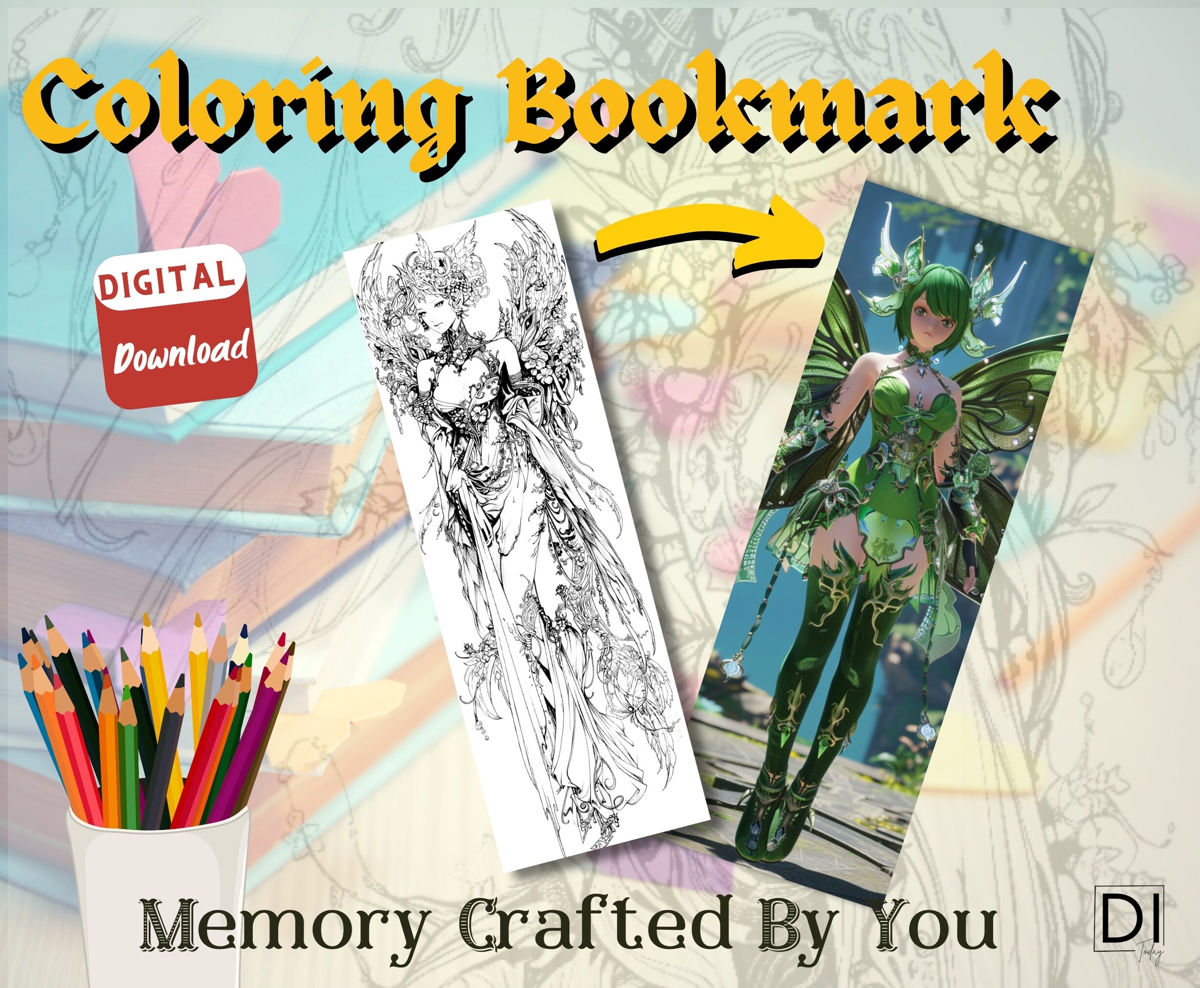 12 Fairies Coloring Digital Bookmark Set, Game Figurines , Gift for ...