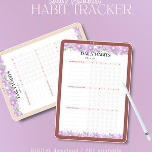 Floral Minimalist Daily Planner Printable , Digital Daily Undated ...