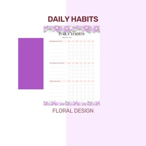Floral Minimalist Daily Planner Printable , Digital Daily Undated ...
