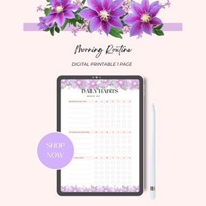 Floral Minimalist Daily Planner Printable , Digital Daily Undated ...