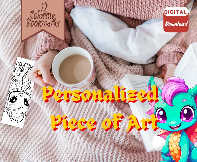 Baby Dragon Coloring Bookmark for Kids , Children Diy Craft , Printable ...