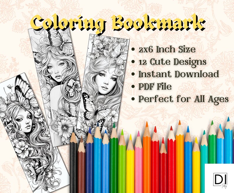 Sexy Fairy Digital Coloring Bookmark , Book Lover Gift , Colouring Book ...