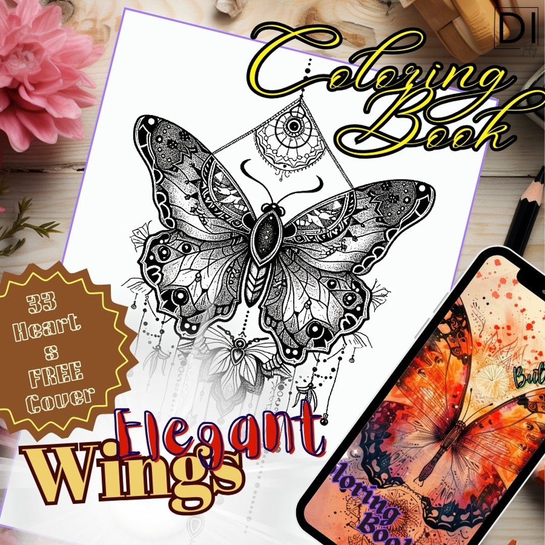 Butterfly Animal Mandala Printable Coloring Book for Adults , Digital ...