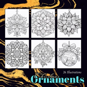 Christmas Ornaments Coloring Book for Adults, Festive and Joyful ...