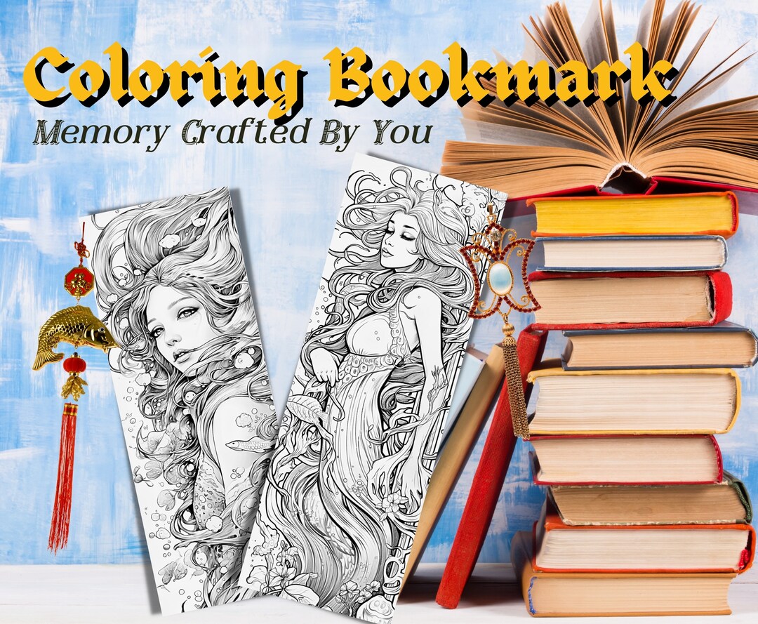 Fantasy Mermaid Coloring Bookmarks Printable , Cute Unique Colouring ...