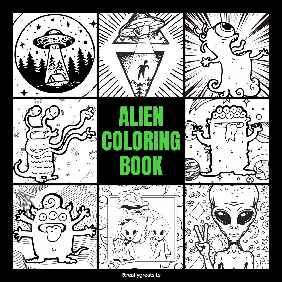Alien Coloring Printable Coloring Book - Etsy