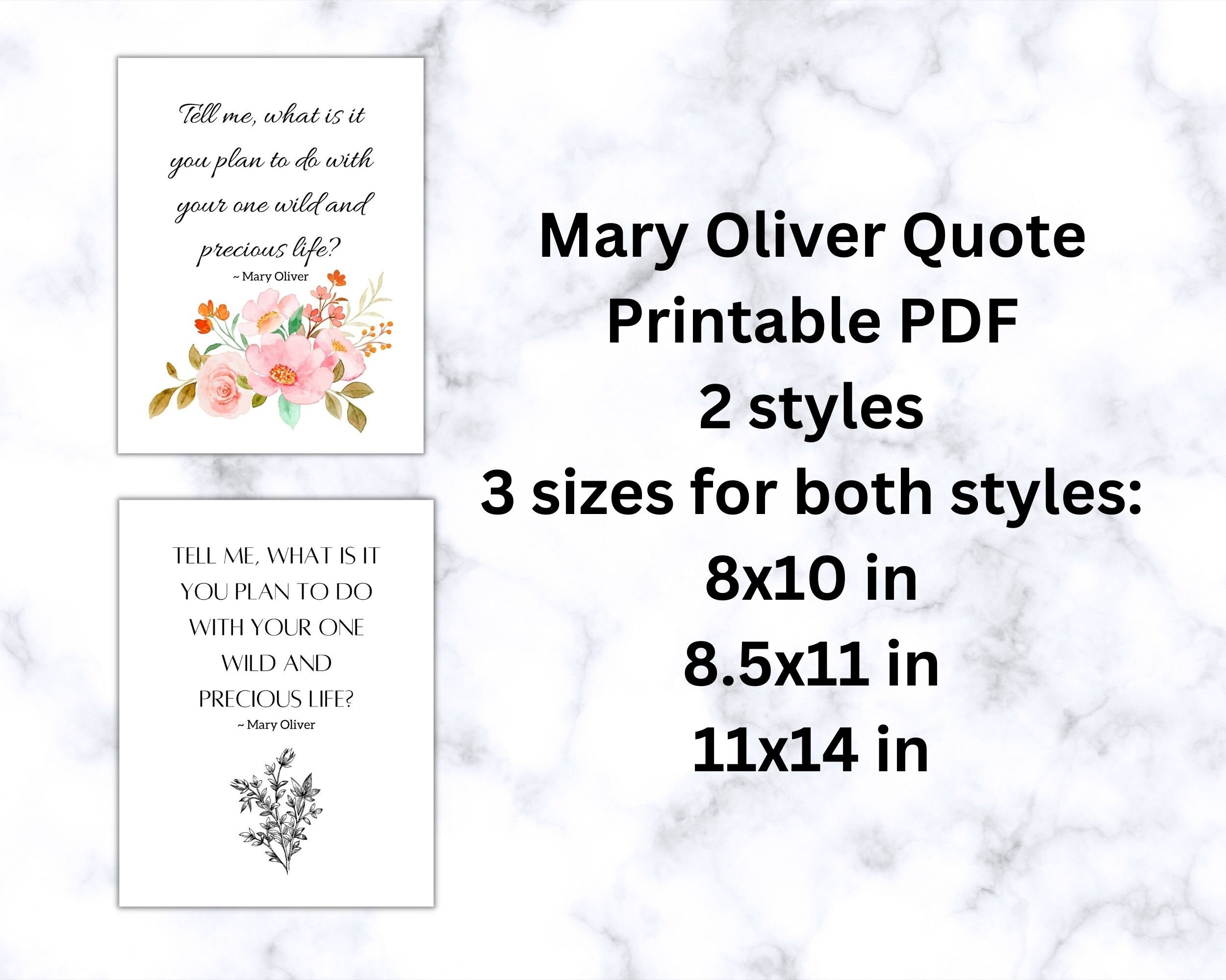 Mary Oliver Quote Printable Pdf Inspirational Quote Tell Me Wild
