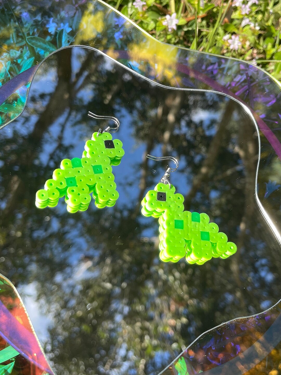 Perler Dino Earrings - Etsy