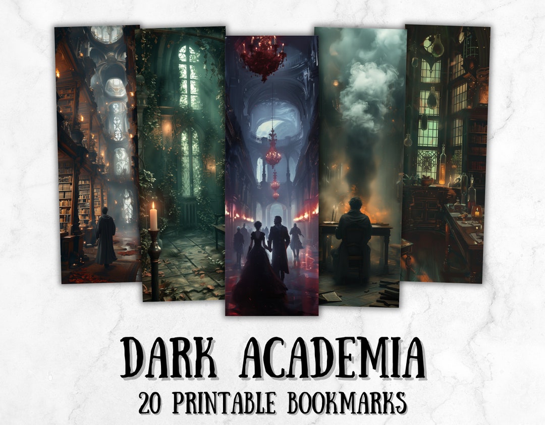 Dark Academia Bookmarks Printable 20 PNG & 4 JPG sheets, Whimsigoth ...