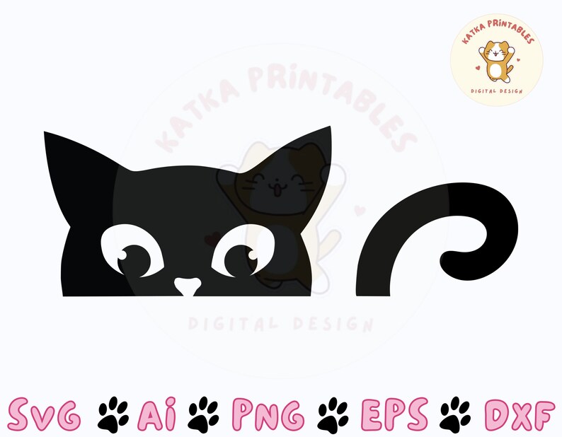 Peeking Cat SVG Cute Cat Lover SVG Cat Svg for Cricut Cat Design for ...