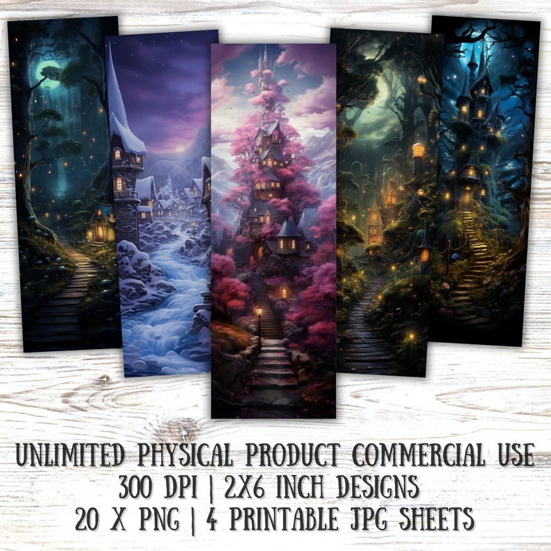 Printable Bookmarks 20 PNG & 4 JPG Sheets, Fantasy Bookmark Bundle ...