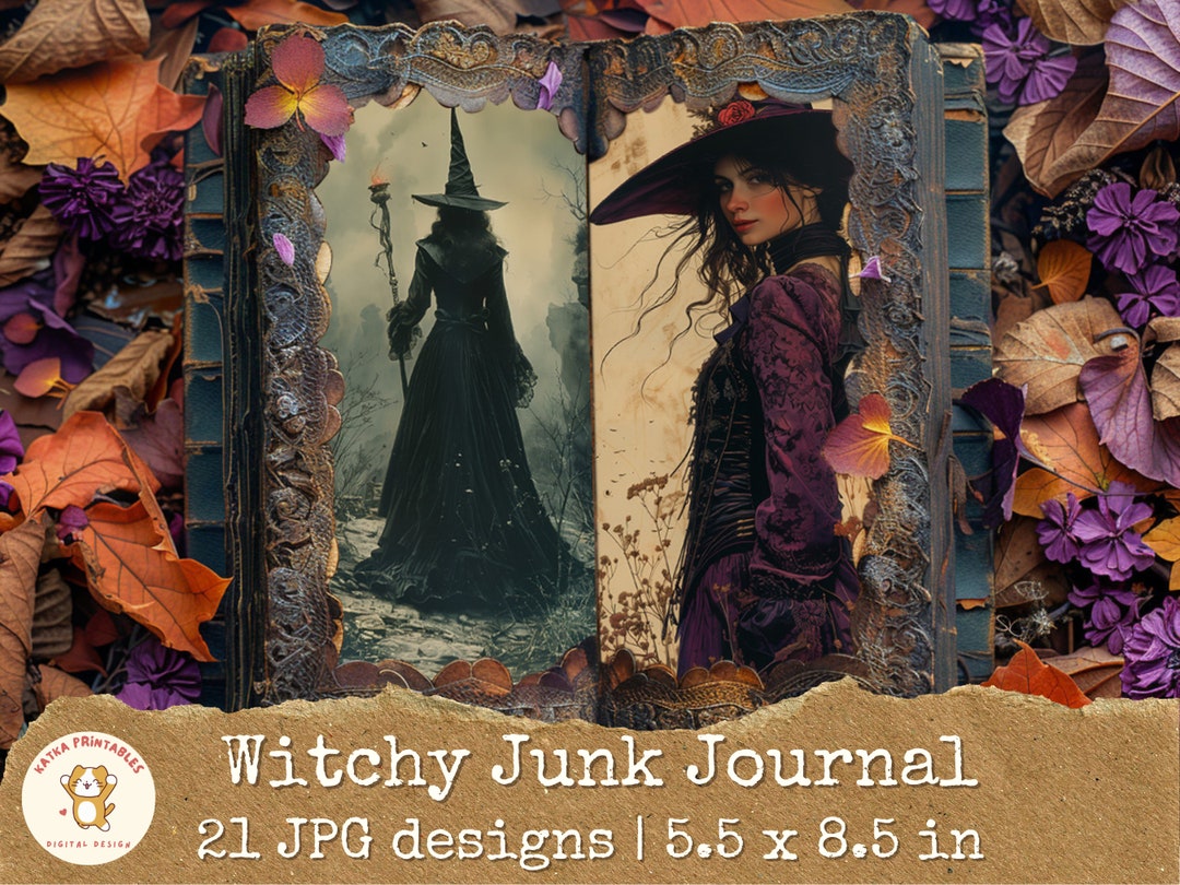 Witchy Junk Journal Kit, Moon Journal, Digital Download Journaling ...