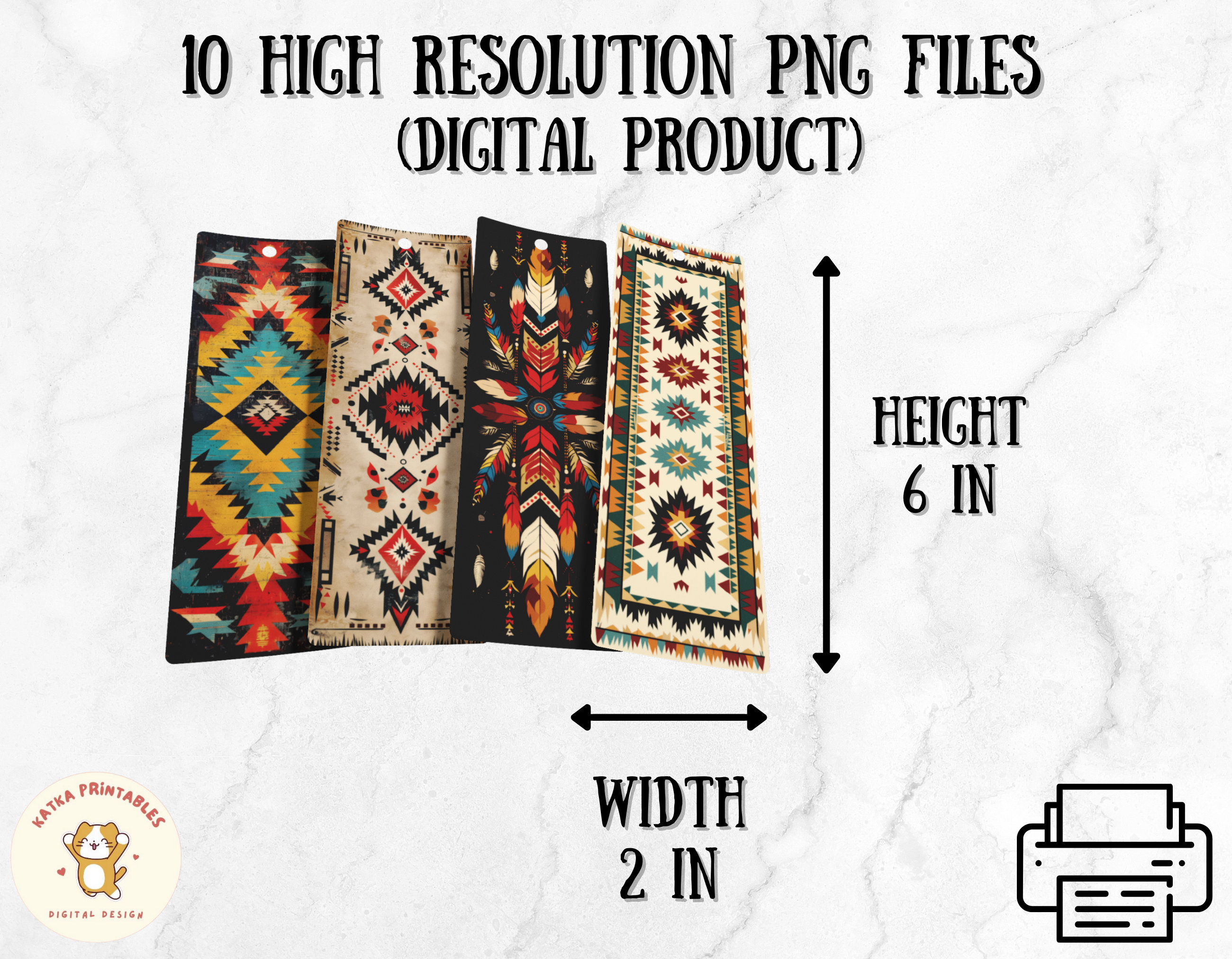 Native American Pattern Inspired Printable Bookmarks 10 PNG & 2 JPG ...
