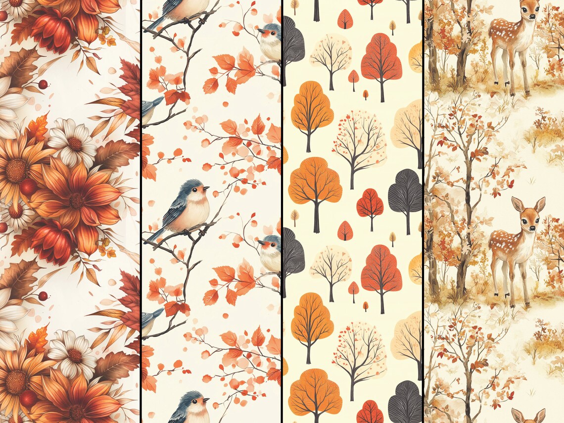 Seamless Fall Leaves Pattern, Autumn Floral Digital Paper, Fall Junk ...