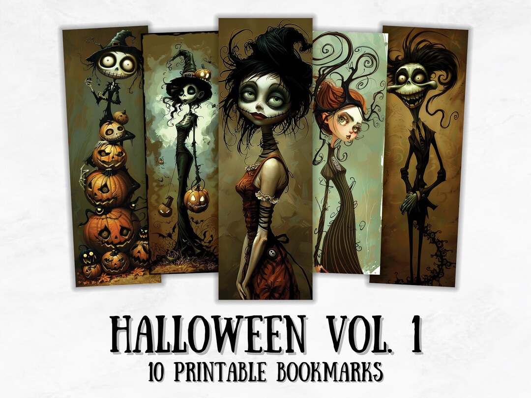 Halloween Printable Bookmarks, Weird Cute Bookmark PNG, Sublimation ...