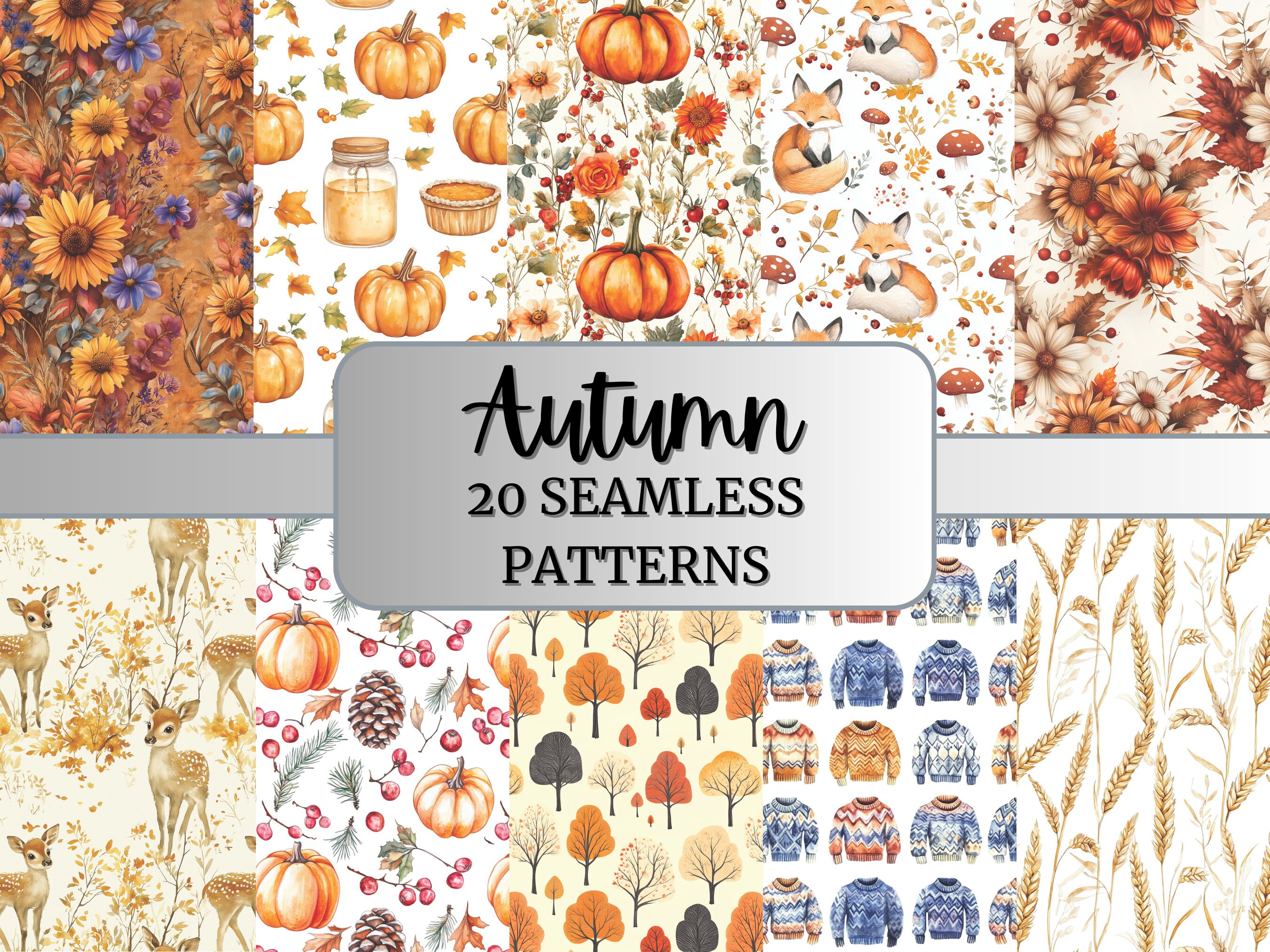 Seamless Fall Leaves Pattern, Autumn Floral Digital Paper, Fall Junk ...