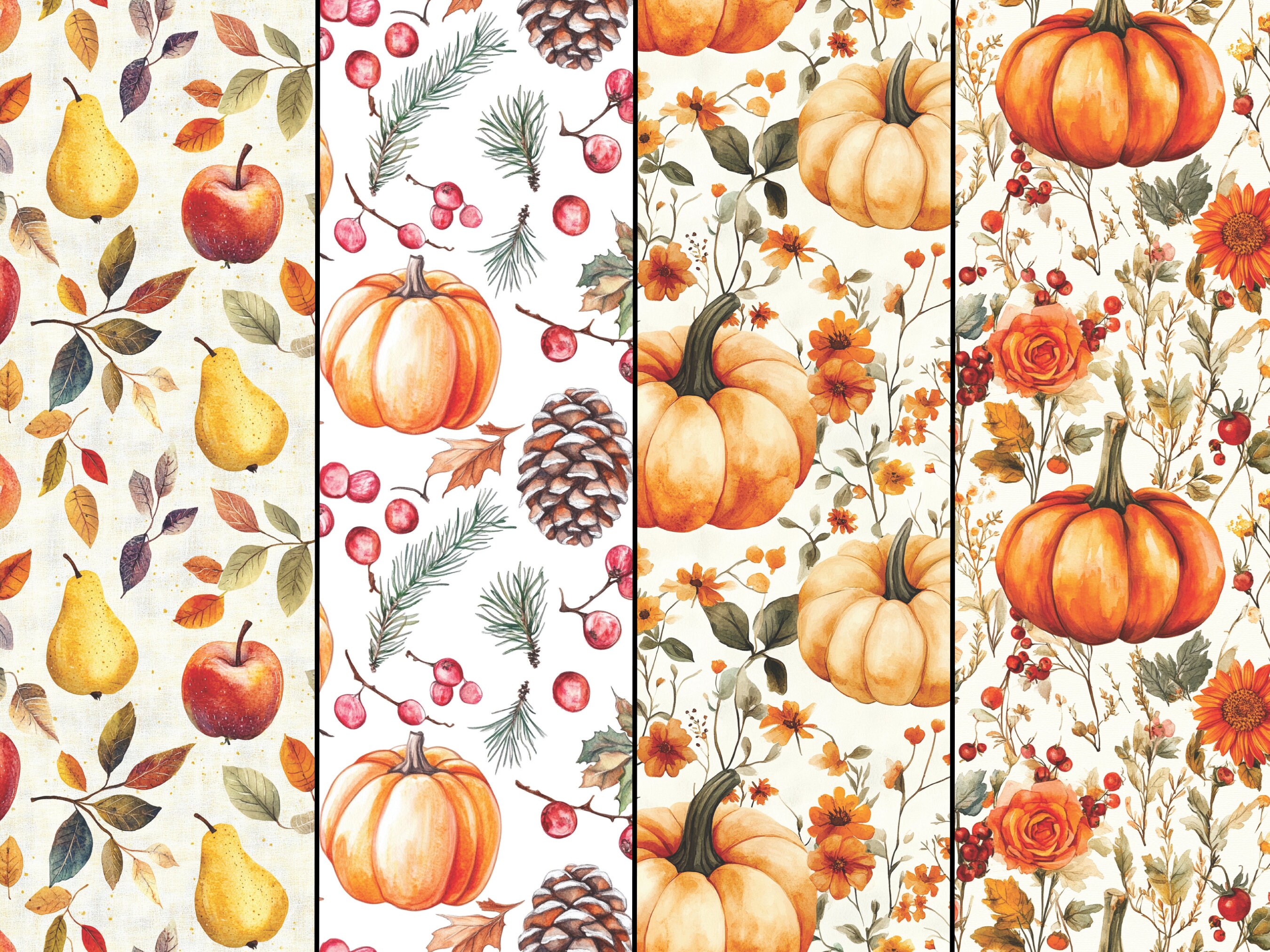 Seamless Fall Leaves Pattern, Autumn Floral Digital Paper, Fall Junk ...