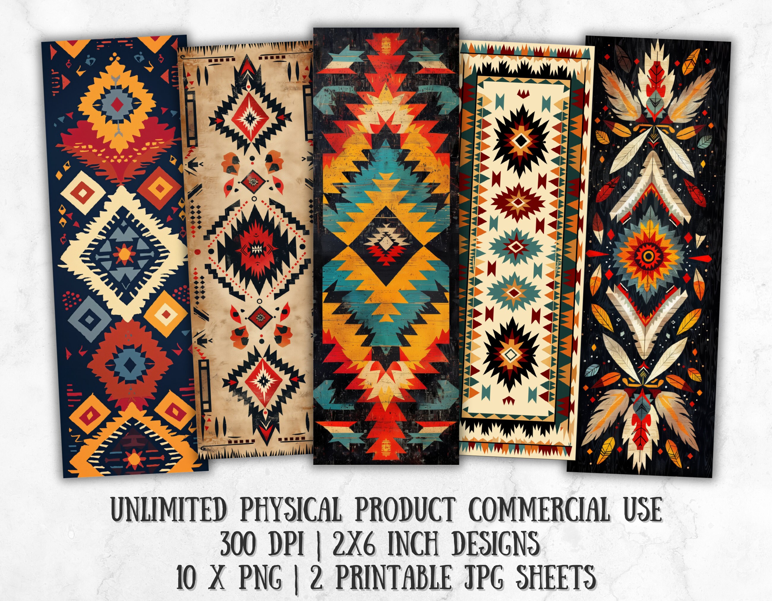 Native American Pattern Inspired Printable Bookmarks 10 PNG & 2 JPG ...