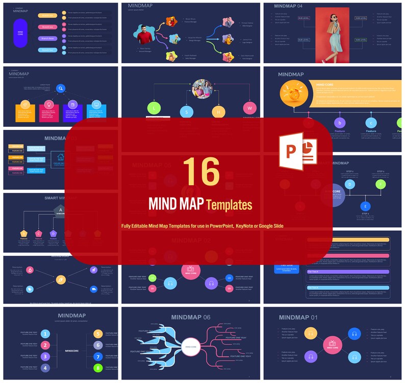 16 Mind Map Powerpoint Templates-fully Edit and Printable - Etsy