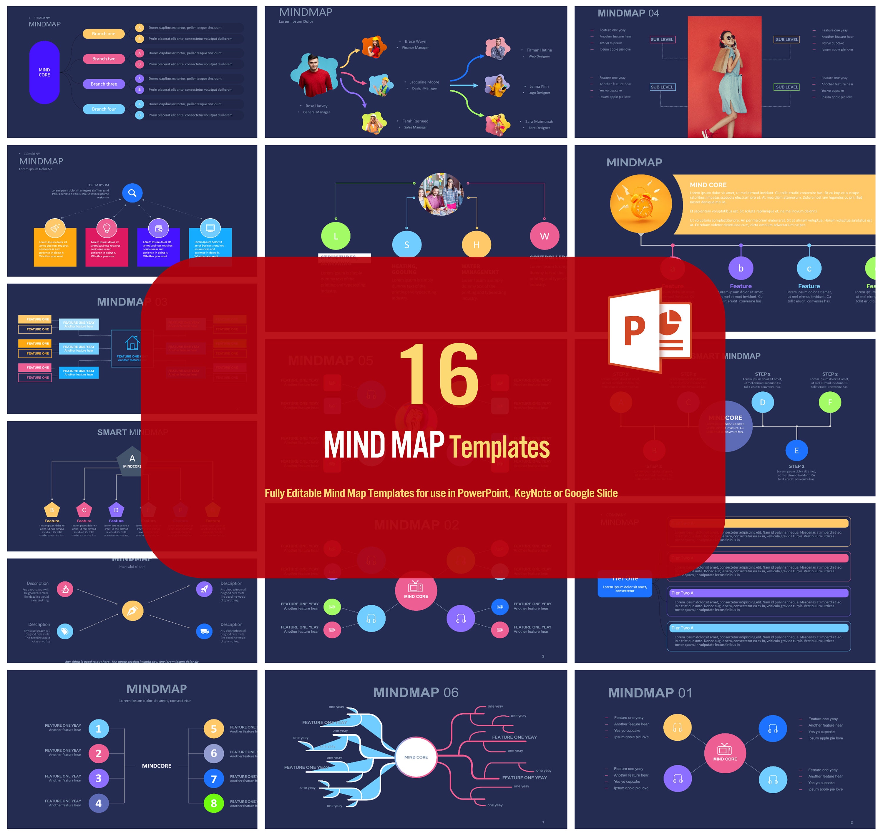 16 Mind Map Powerpoint Templates-fully Edit and Printable - Etsy