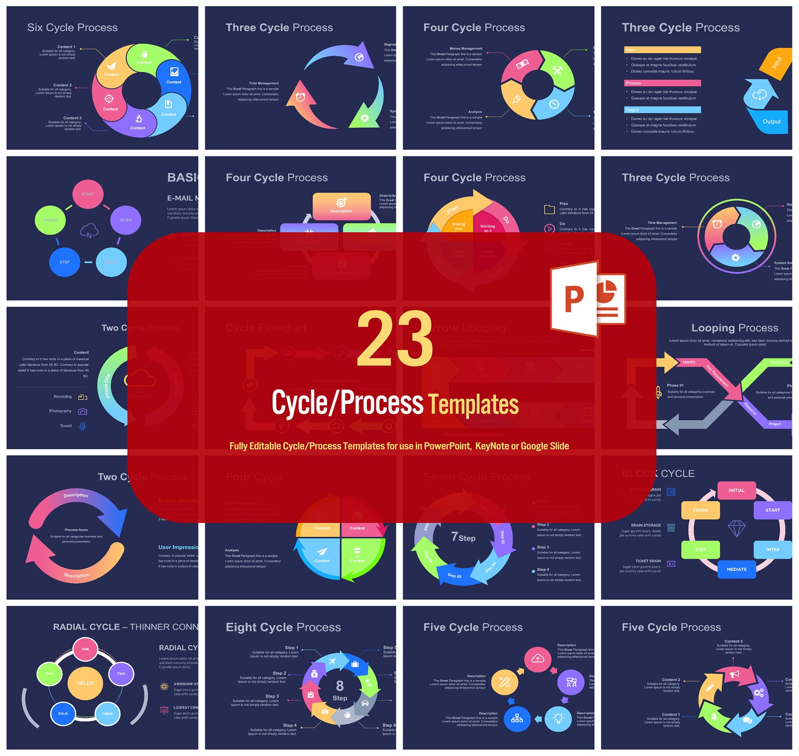 23 Cycle or Process Inforgraphic Powerpoint Templates-fully - Etsy