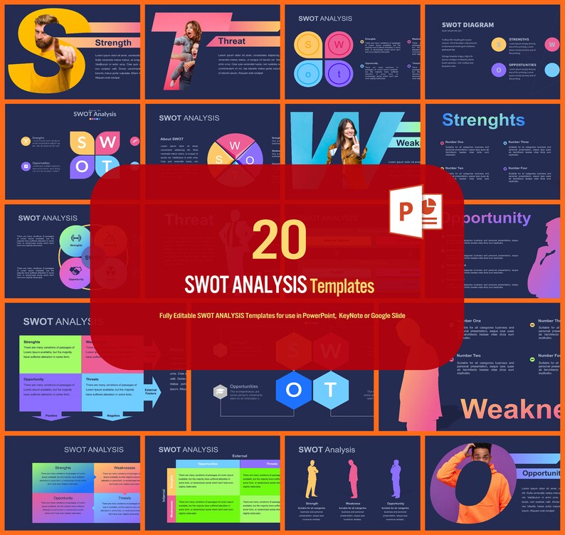20 Swot Analysis Powerpoint Templates Fully Edit And Printable Etsy 
