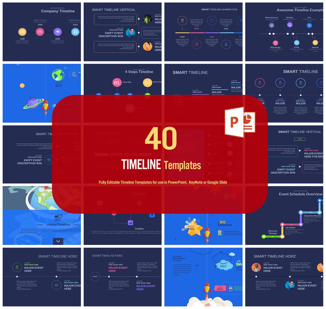 40 Timeline Powerpoint Templates-fully Edit and Printable - Etsy