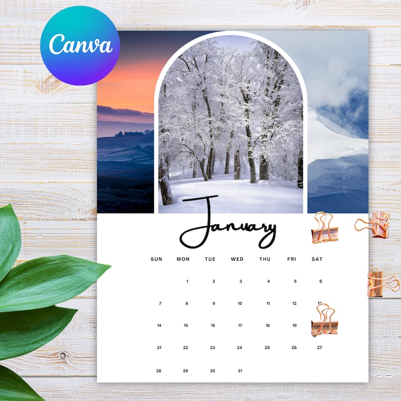 2024 Editable Calendar Canva Template Frame Monthly - Etsy