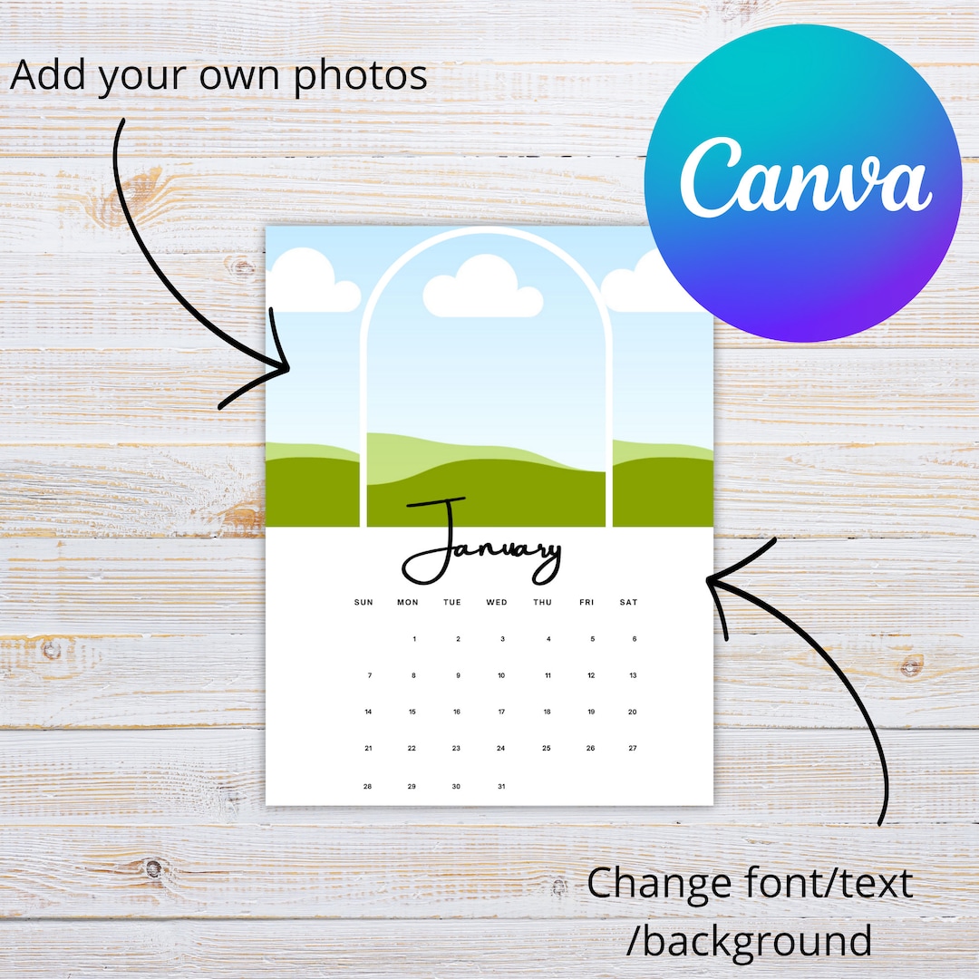 2024 Editable Calendar Canva Template Frame Monthly - Etsy