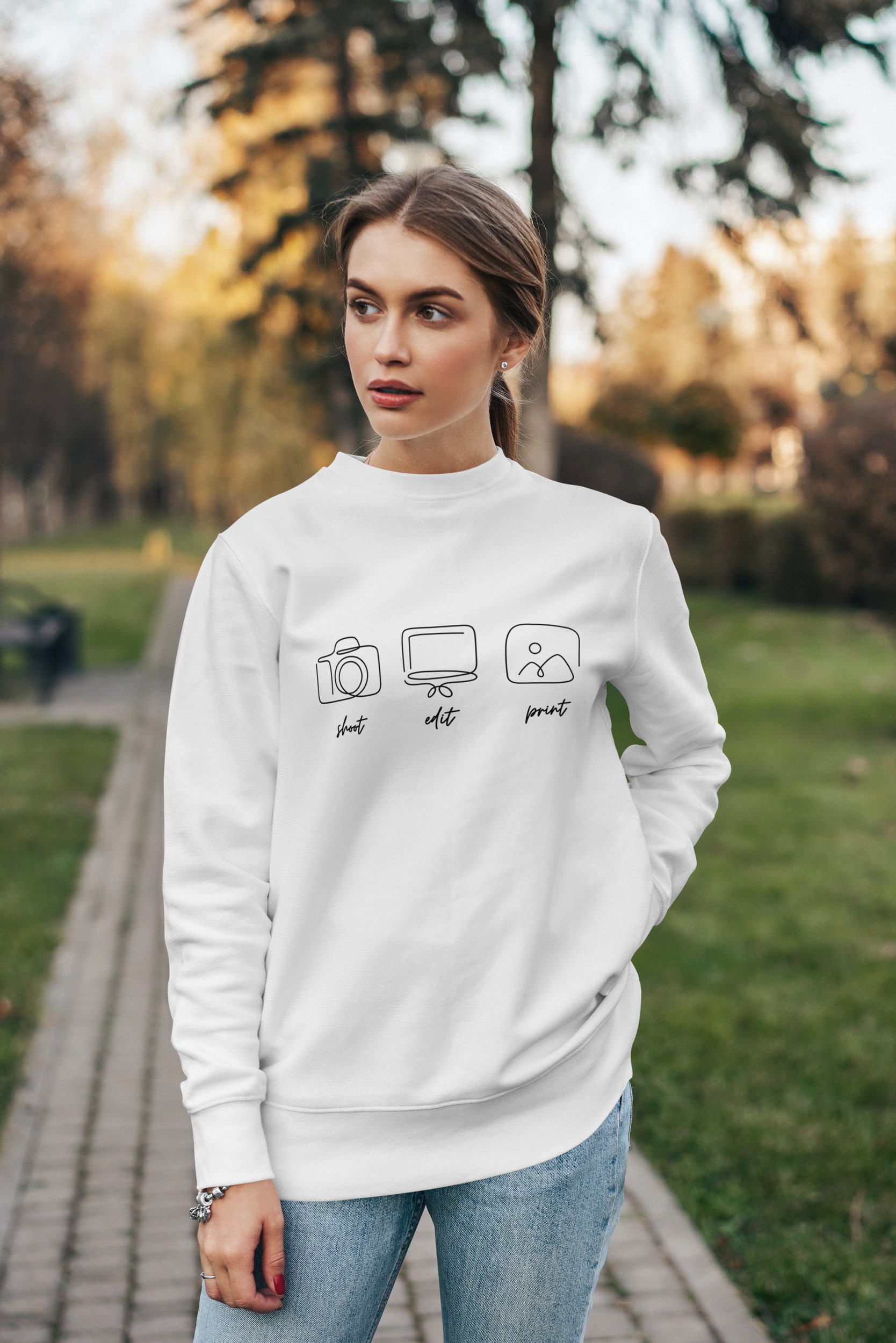 Shoot Edit Print Line Art Photographer Sweatshirt Unisex Cotton Fleece ...