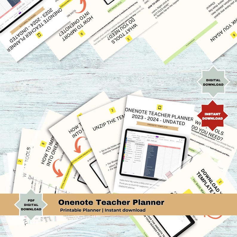 Onenote Teacher Planner | One Note Planner | Teacher Notebook | Rainbow ...