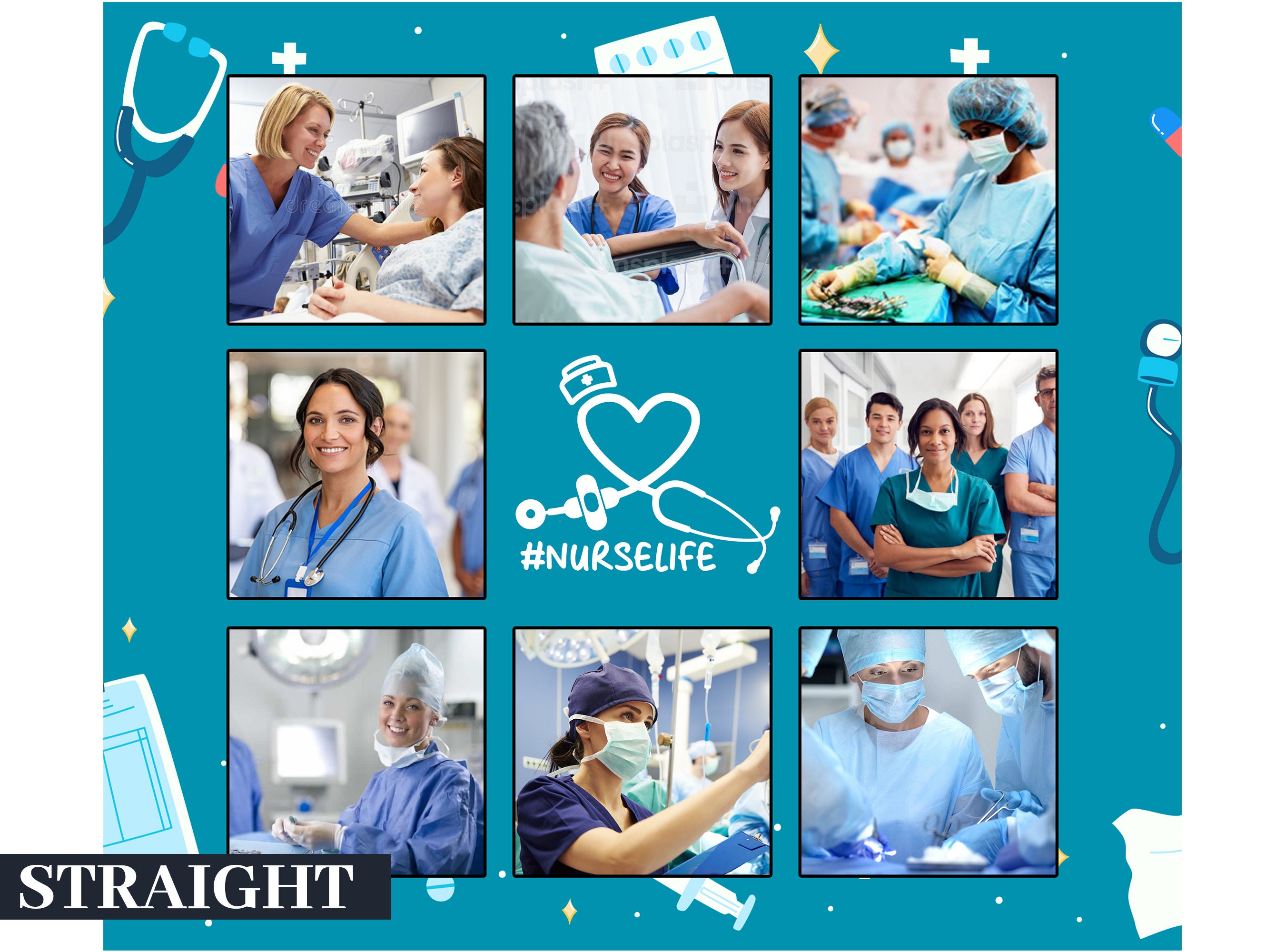 NURSE COLLAGE TEMPLATE Nurse Photos Wrap Tumbler, Downloadable Template ...