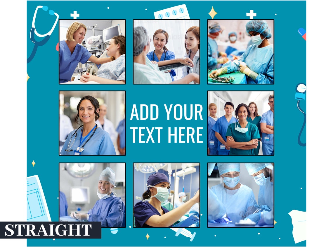 NURSE COLLAGE TEMPLATE Nurse Add Text Photos Wrap Tumbler, Downloadable ...