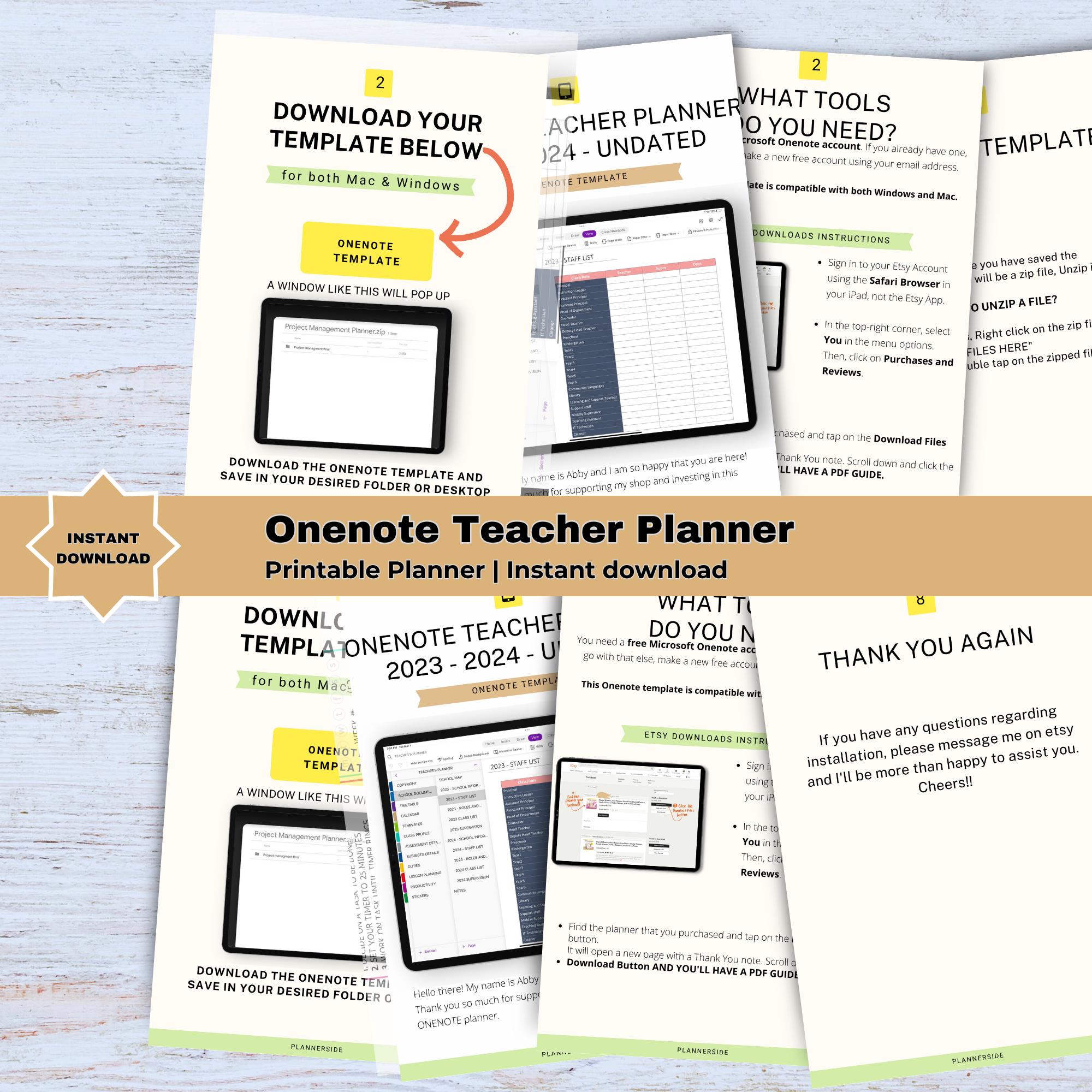 Onenote Teacher Planner | One Note Planner | Teacher Notebook | Rainbow ...