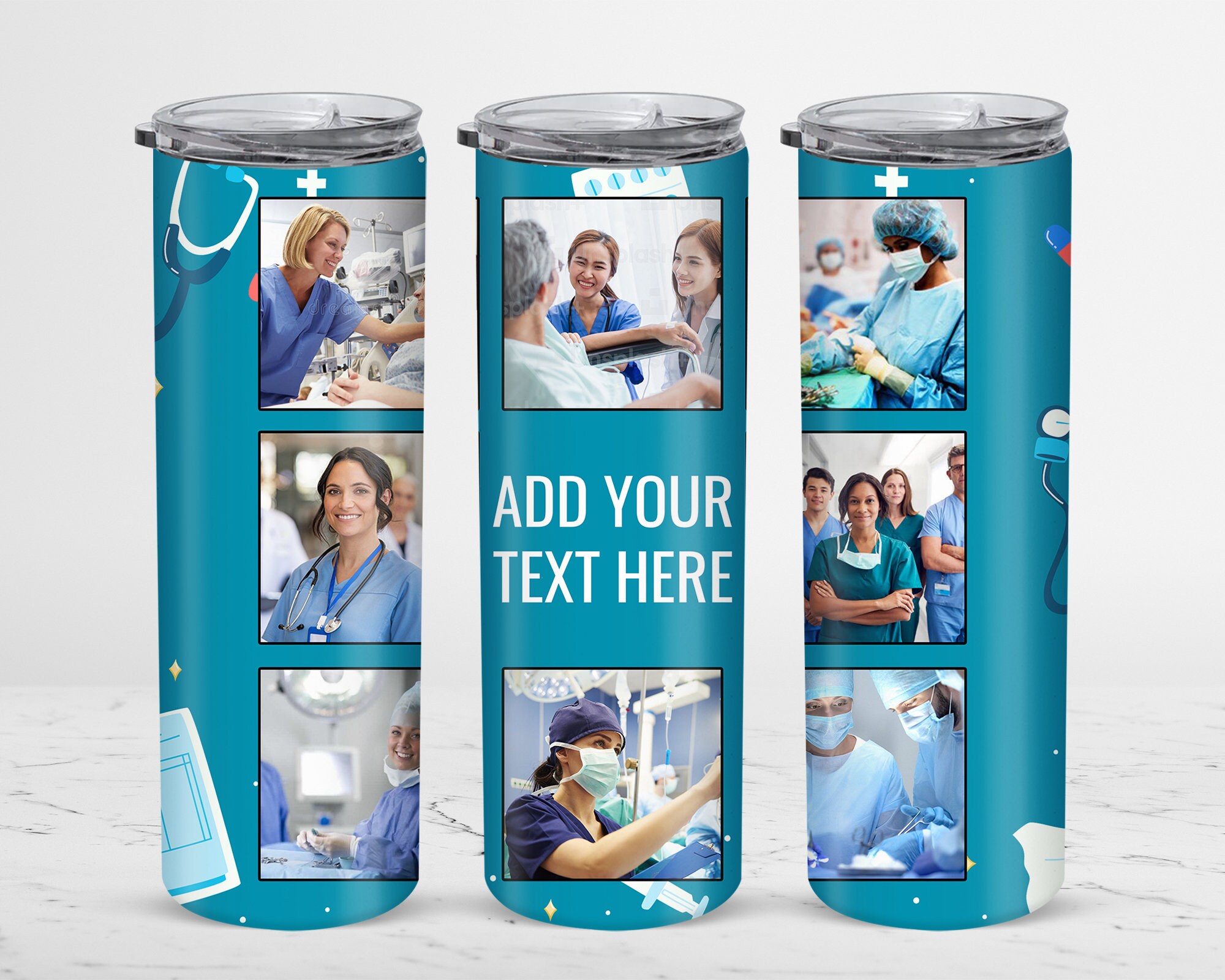NURSE COLLAGE TEMPLATE Nurse Add Text Photos Wrap Tumbler, Downloadable ...