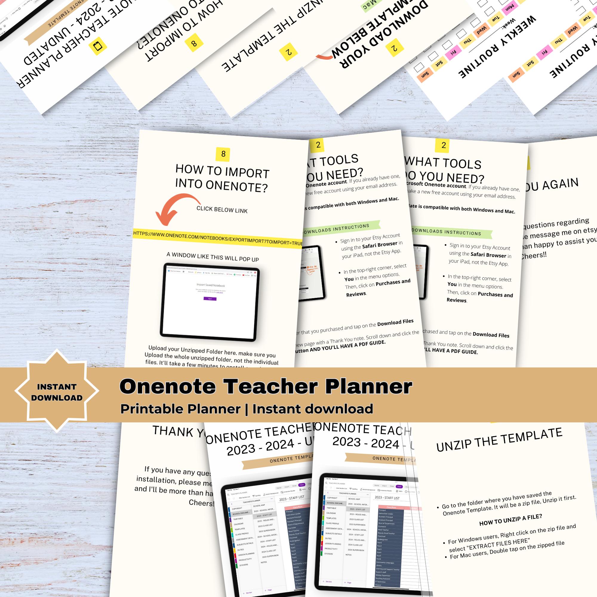 Onenote Teacher Planner | One Note Planner | Teacher Notebook | Rainbow ...