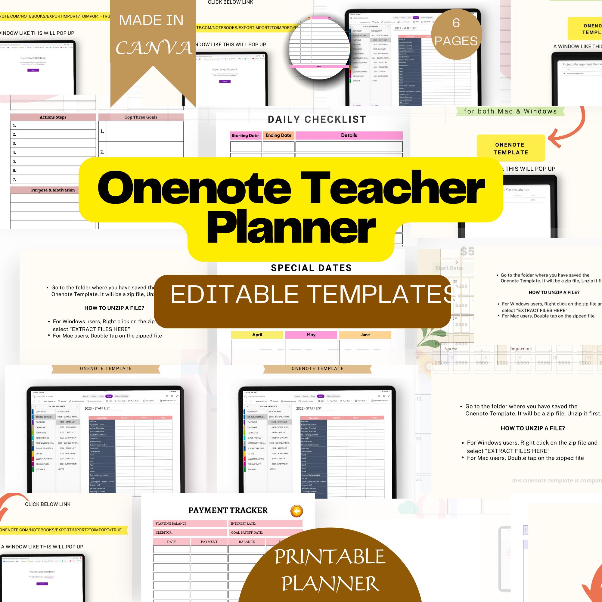 Onenote Teacher Planner | One Note Planner | Teacher Notebook | Rainbow ...