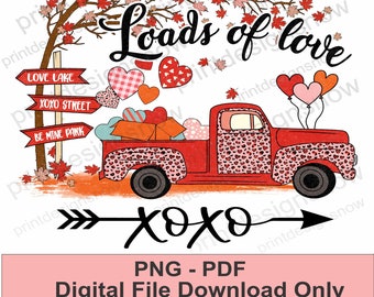 Loads of Love Pink Truck With Hearts Valentine PNG, Digital Download - Etsy