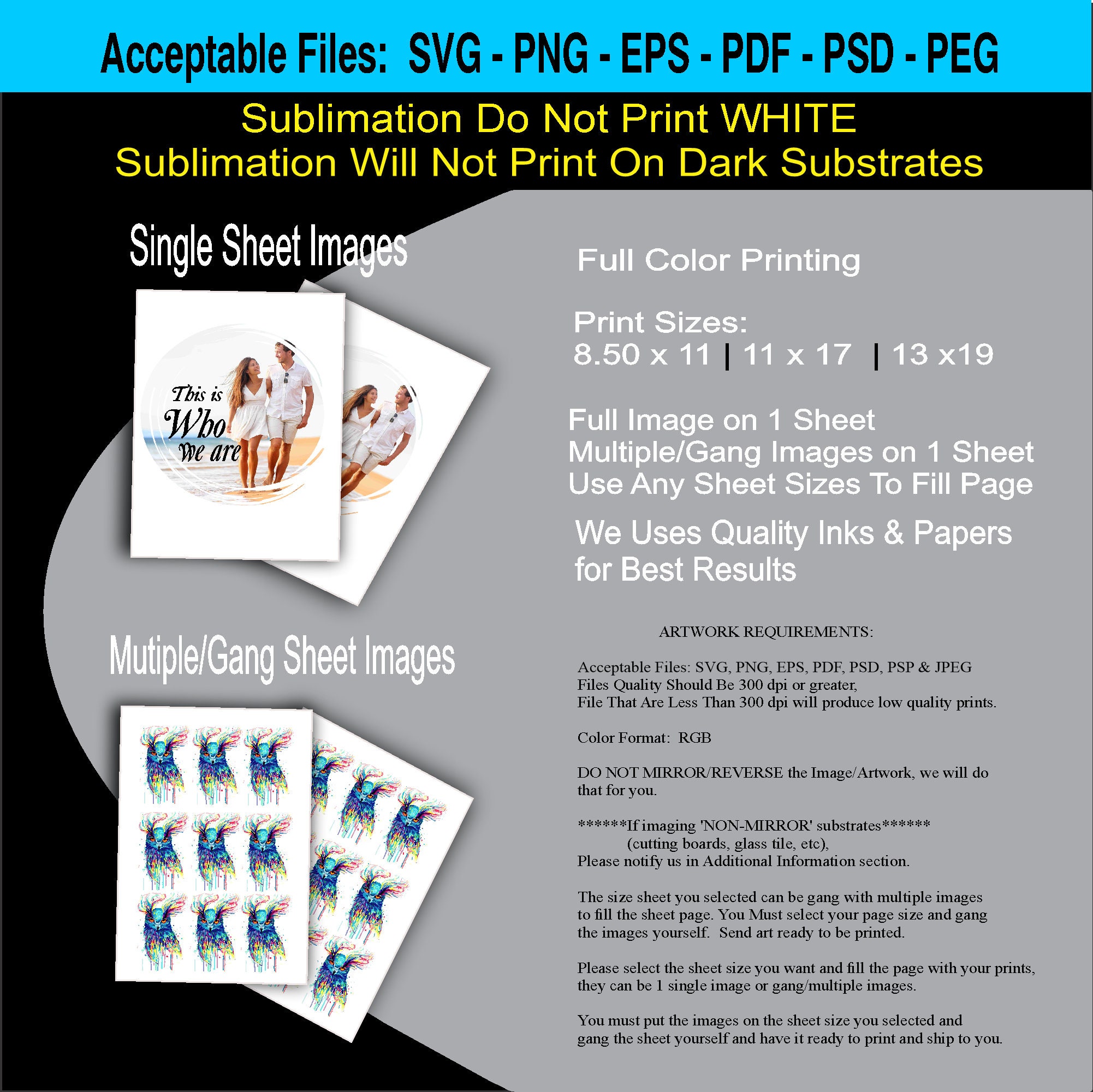 Custom Ready to Press Sublimation Transfers, You Design and We Print ...