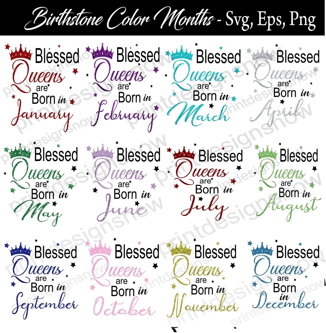 Birthday Queen Month, Glitter SVG PNG (digital Download) - Etsy