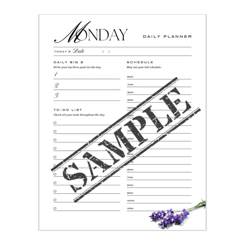 Lavender 7 Day Planner - Printable PDF - Etsy