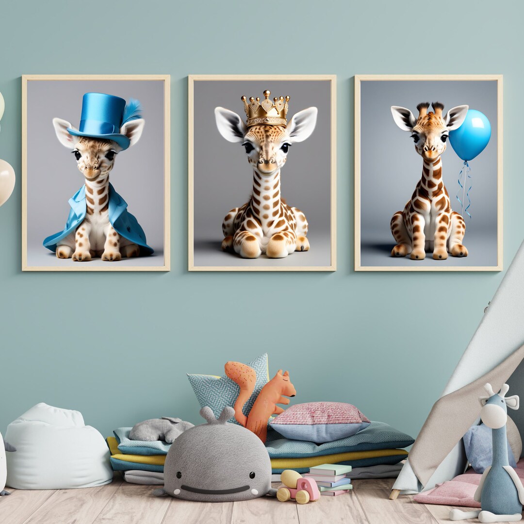 Set of 3 Baby Giraffe Nursery Wall Art Decor - Animal Decor Images ...