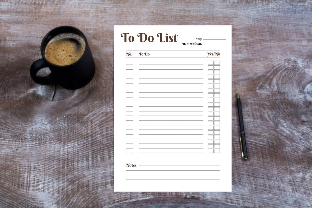 Plain Single Page to Do List - Printable PDF - Etsy