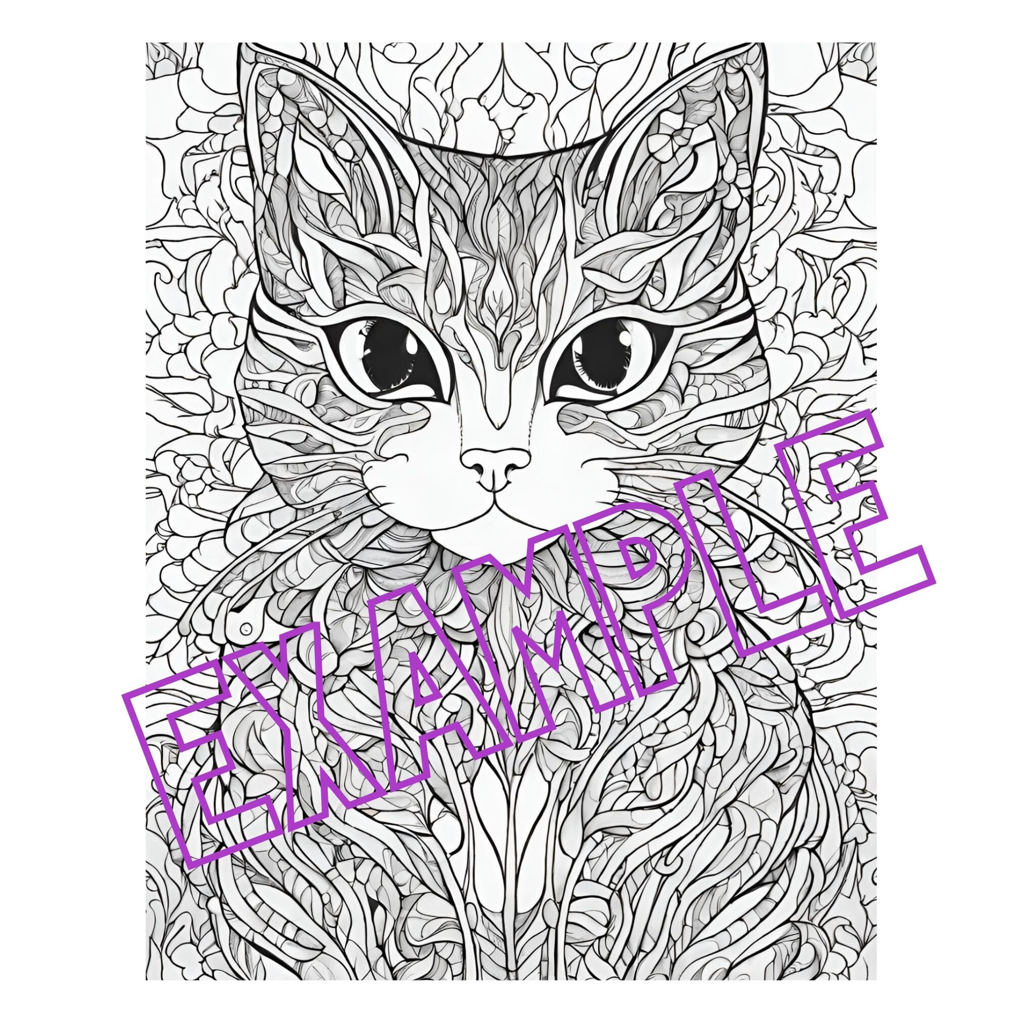 50 Adult Cat Colouring Pages Printable PDF - Etsy
