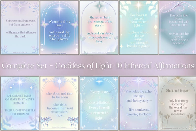 Goddess of Light: 10 Printable & Digital Affirmation Cards – Ethereal ...
