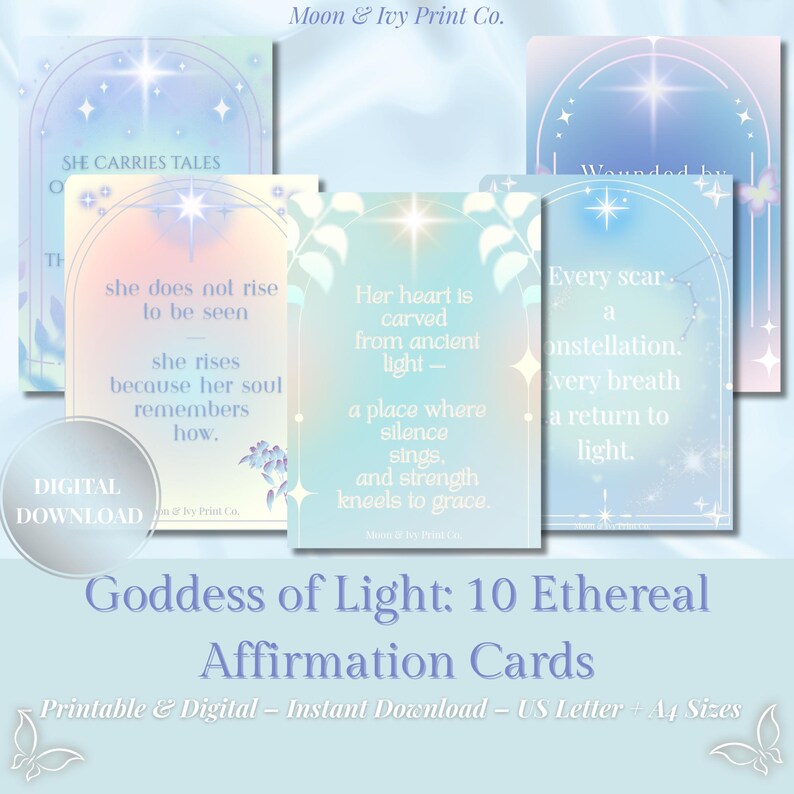 Goddess of Light: 10 Printable & Digital Affirmation Cards – Ethereal ...