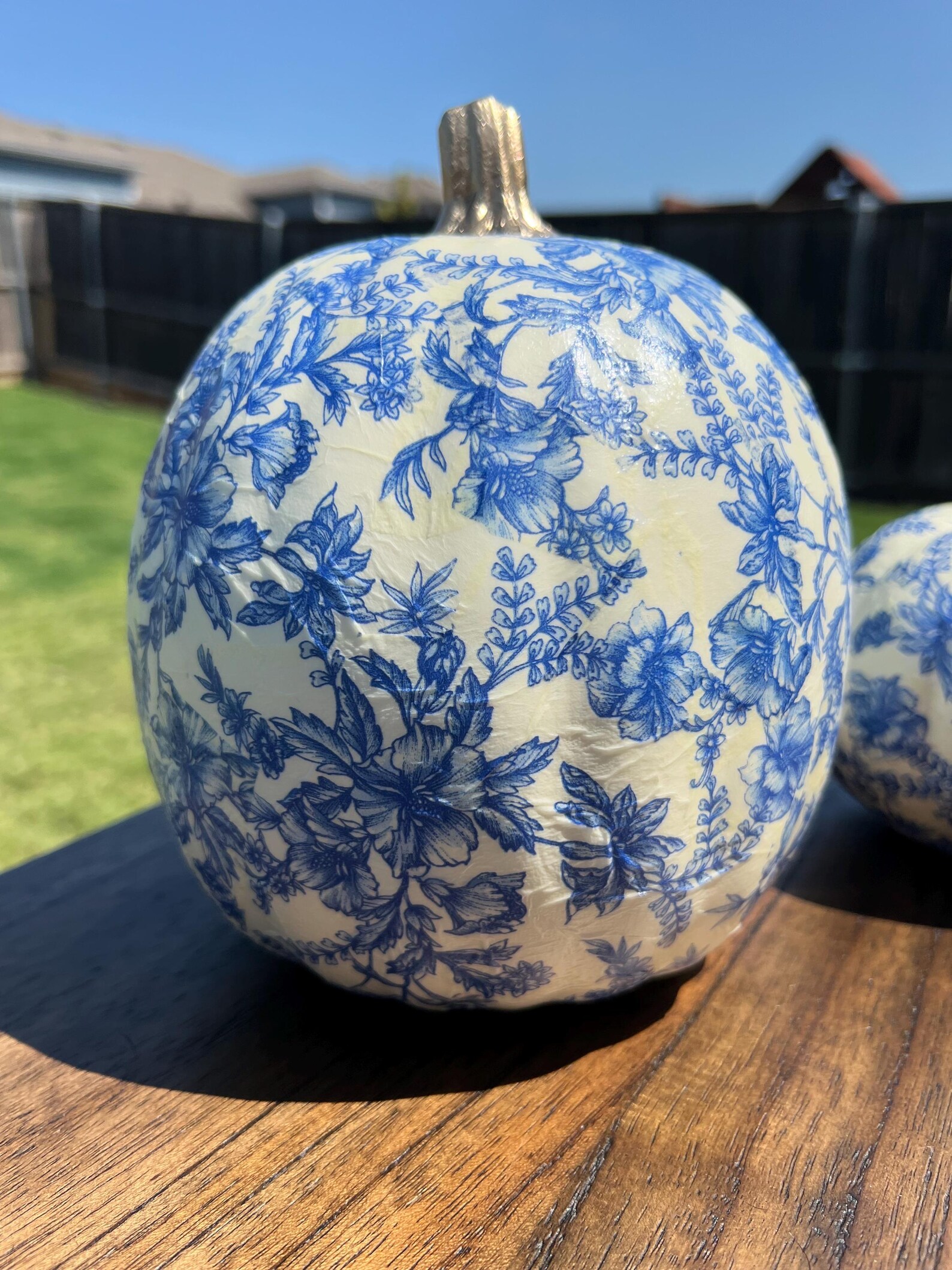 Blue White Decoupage Faux Pumpkins Holiday Decoration Set - Etsy