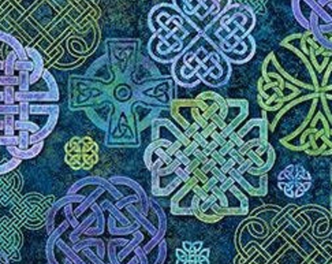 Celtic Roots Stonehenge KNOTS Fabric Navy Multi Northcott Quilt Cotton ...