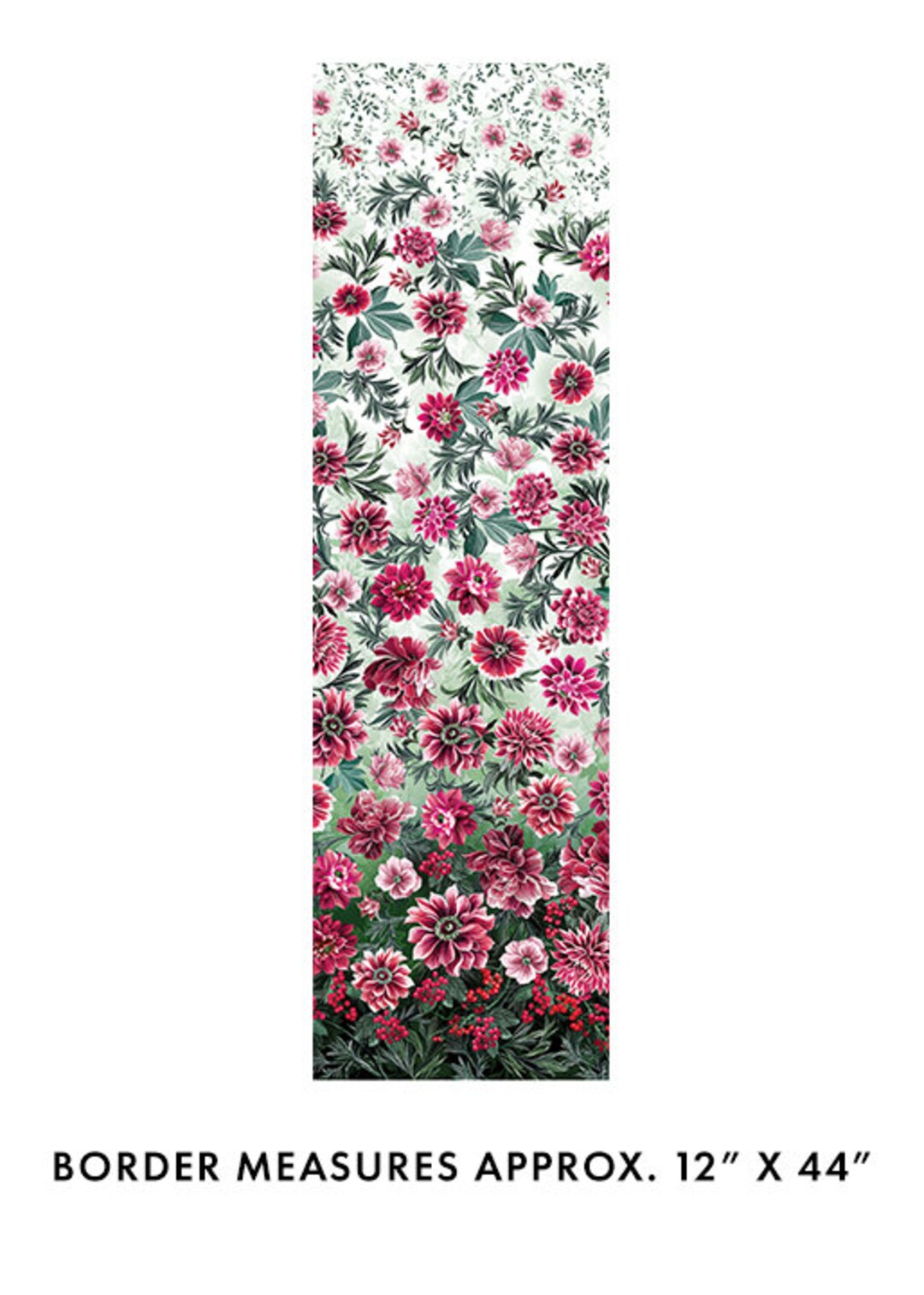 Fabric Pearlized Winterberry Floral Border Print Benartex Yardage ...